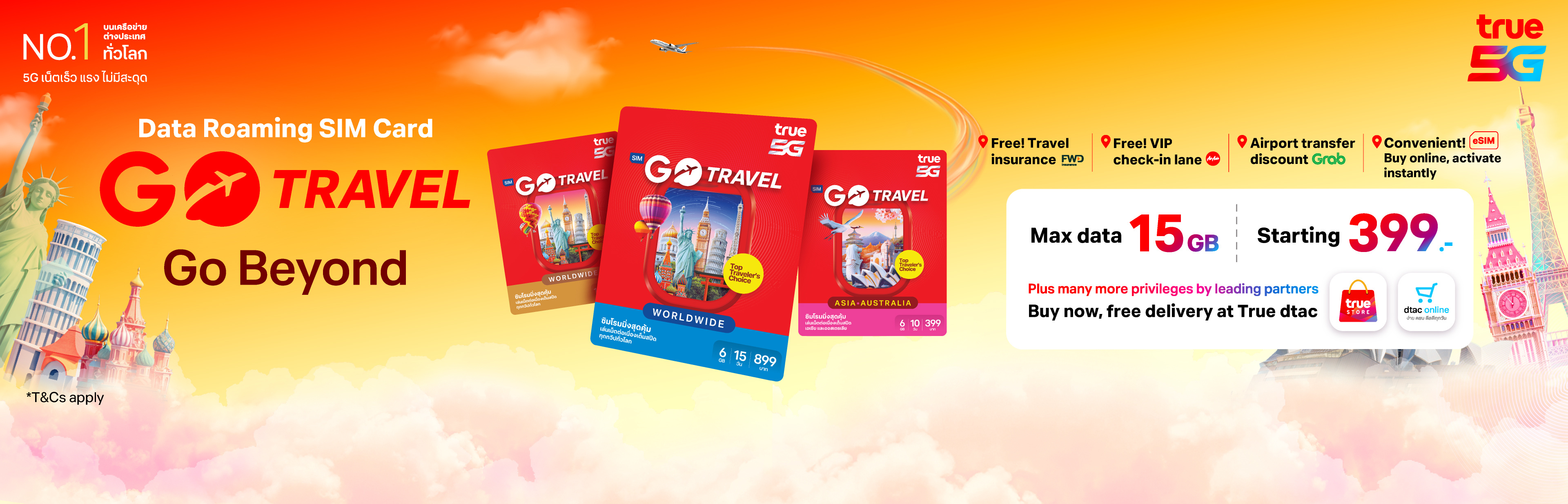 GO Travel SIM, roaming SIM, travel abroad at great value. | True-dtac